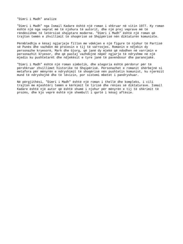 Dimri I Madh Analize | PDF