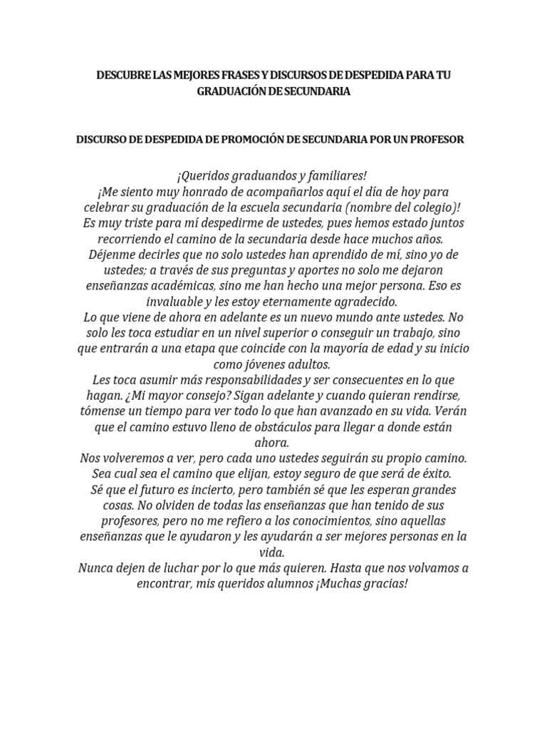 Descubre Las Mejores Frases y Discursos de Despedida para Tu Graduación ...
