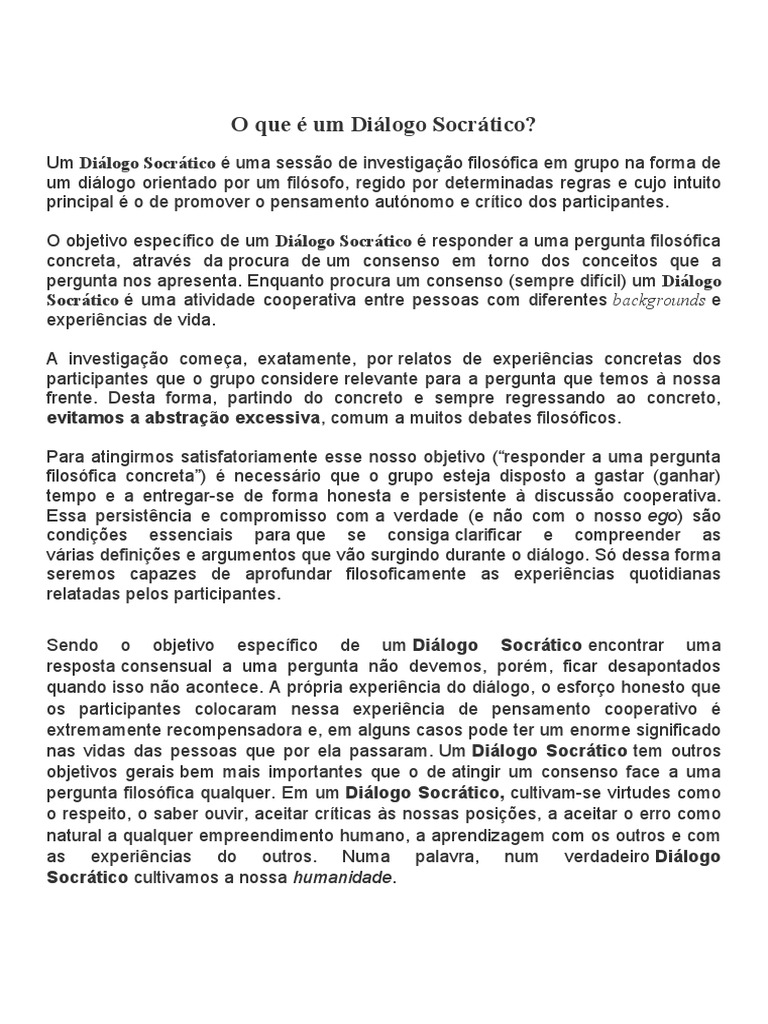 O Que É Um Diálogo Socrático | PDF