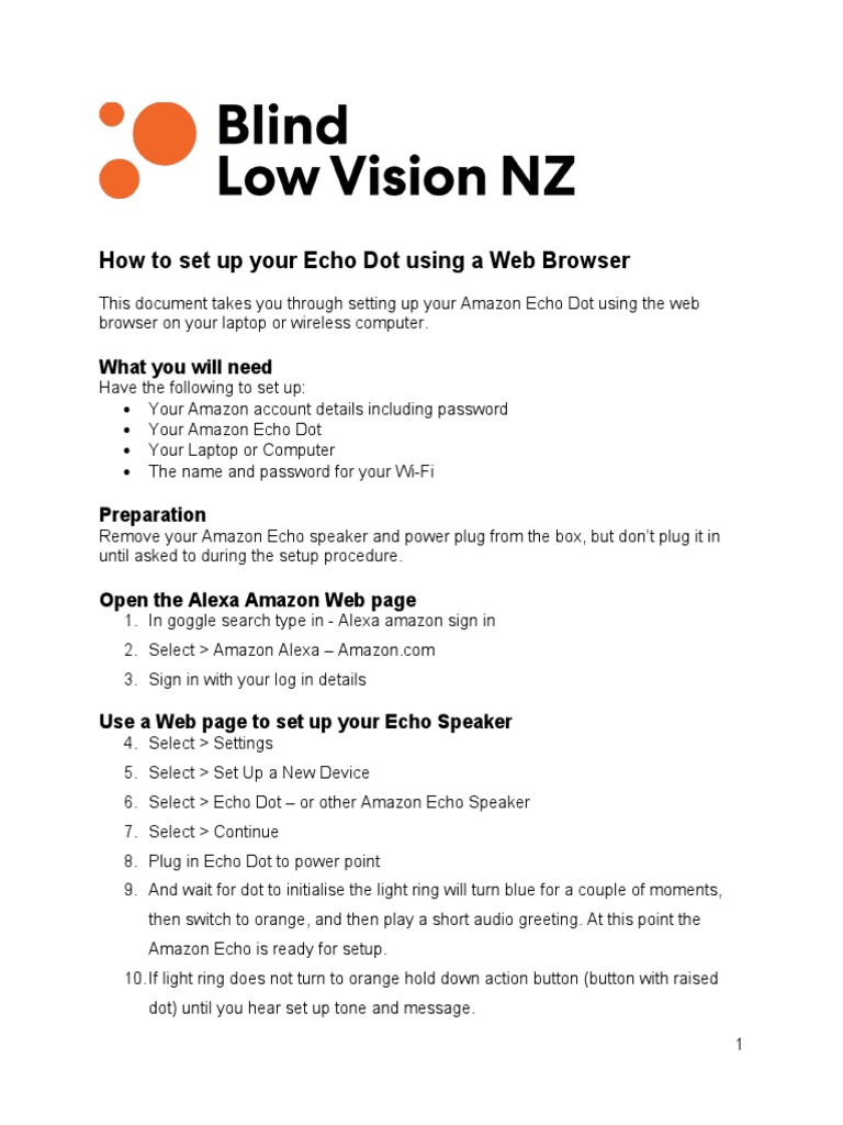 Set Up Echo Dot via Web Browser Guide | PDF | Amazon Echo | Communication