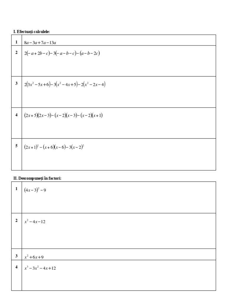 Calcule Cu Numere Reale Reprezentate Prin Litere - Cls VIII - Fisa de Lucru PDF | PDF