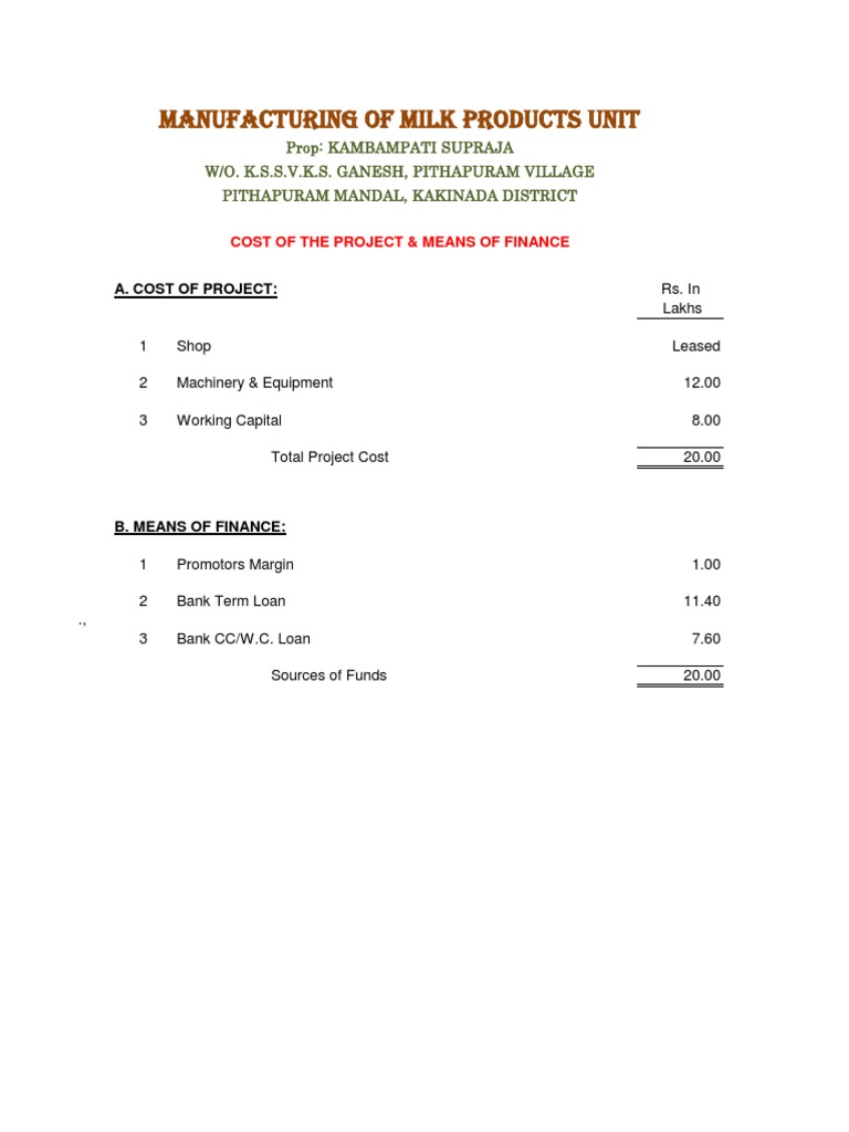 Milk Products PDF | PDF | Expense | Depreciation