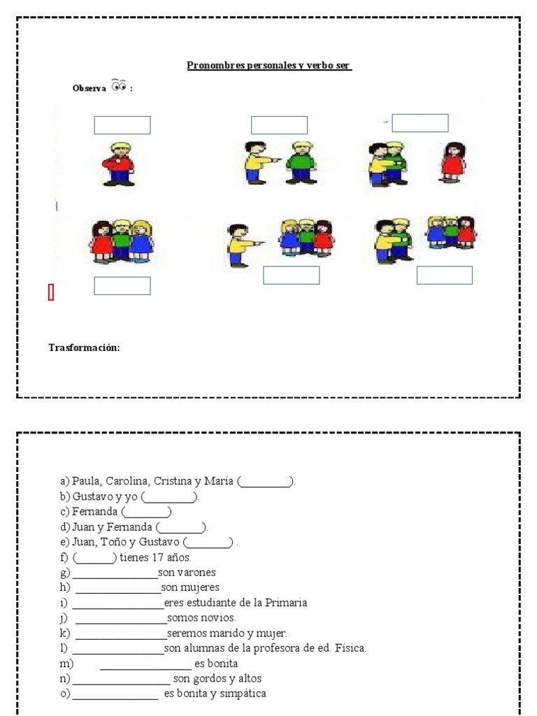 Pronombres Personales y Verbo Ser | PDF
