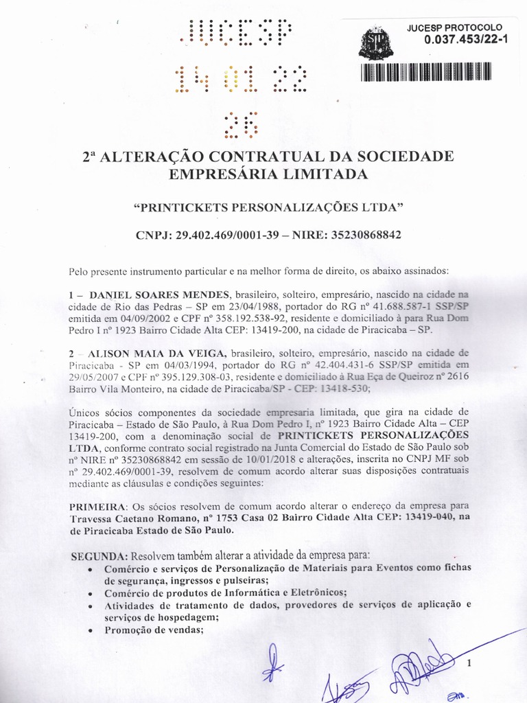 Contrato Social Alt. 2 Alt. Contratual 14.01.22 PDF | PDF