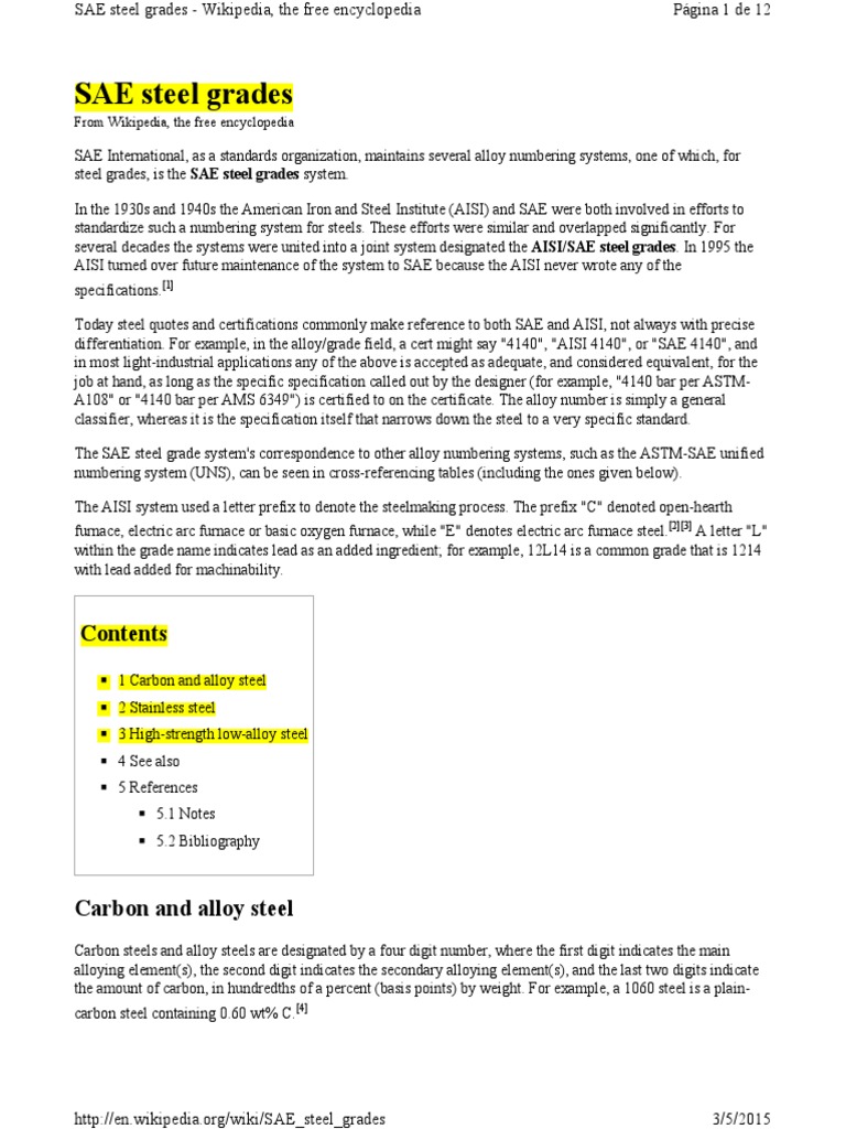 SAE Steel Grades - Reference | PDF | Stainless Steel | Steel