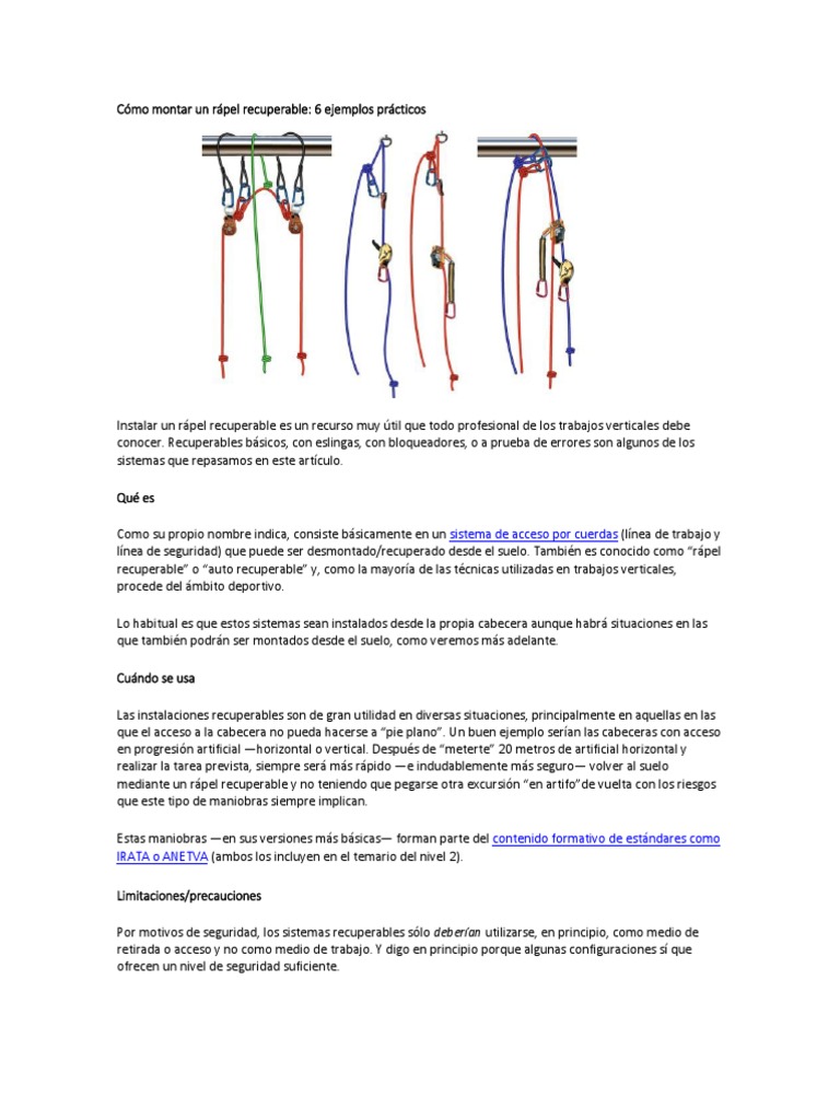 Cómo Montar Un Rápel Recuperable | PDF | Nudo | Cuerda