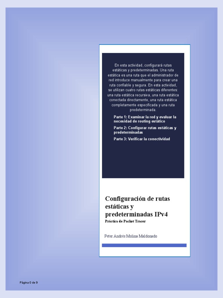 SMR RL UT7 PACKET TRACER 1 - Rutas - Estaticas - Defecto | PDF | Dirección IP | Enrutador ...
