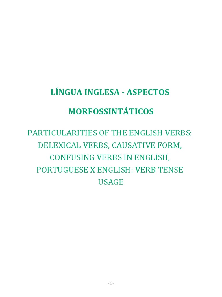 Particularities of The English Verbs - Delexical Verbs, Causative Form ...