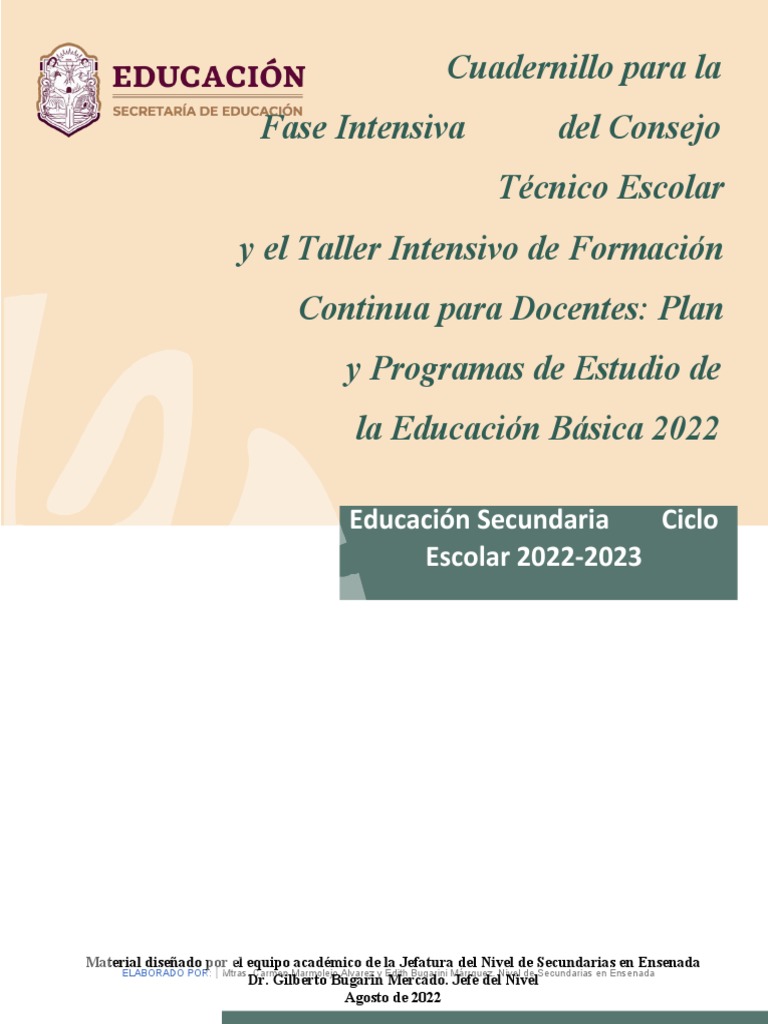 Cuadernillo Cte Fase Intensiva 22-23 | PDF | Plan de estudios | Maestros