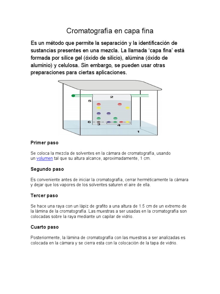 Procedimiento paso a paso para realizar cromatografía en capa fina | PDF