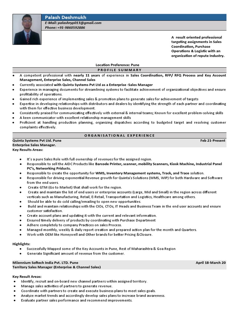 Resume 1678682720255 Palash+Deshmukh | PDF | Sales | Pricing