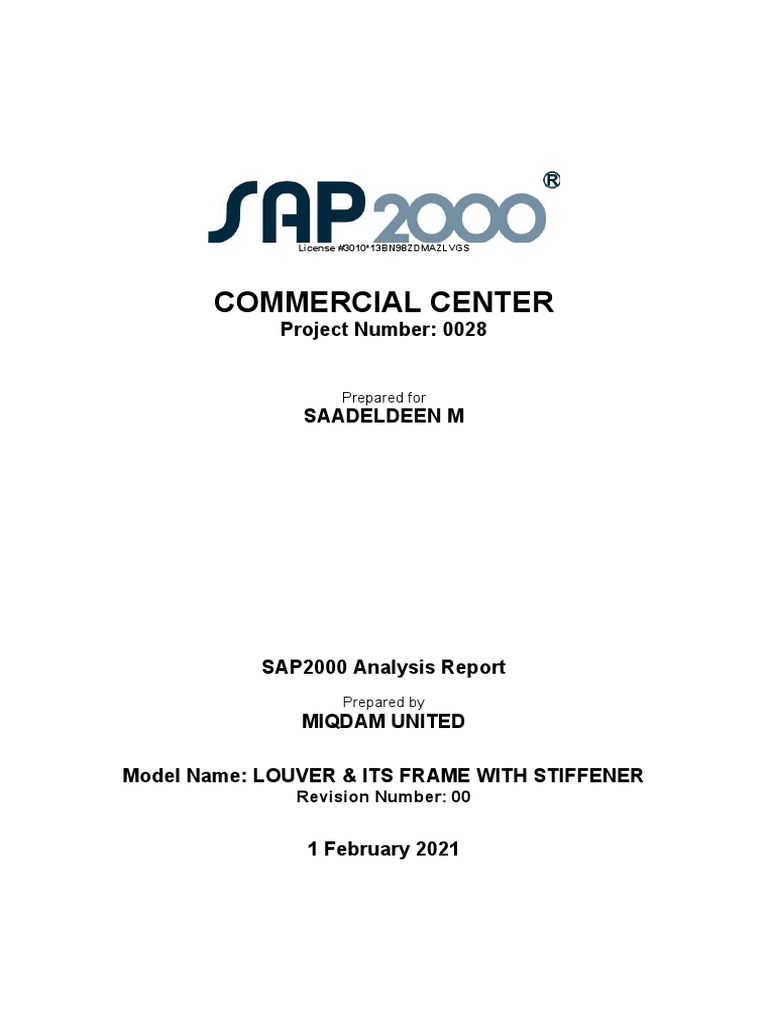 SAP2000 Louver Frame Analysis Report | PDF | Cartesian Coordinate ...