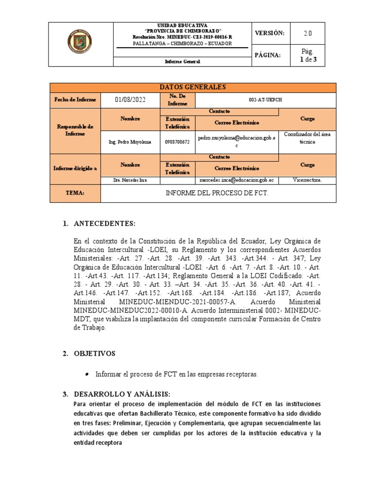 Informe FCT | PDF