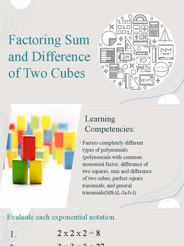 Factoring Sum and Difference of Two Cubes | PDF | Factorization ...