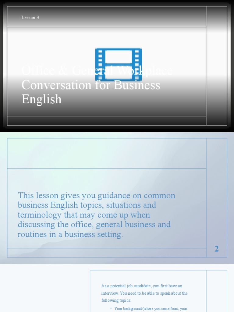 Lesson3-Office & General Workplace Conversation For Business English ...