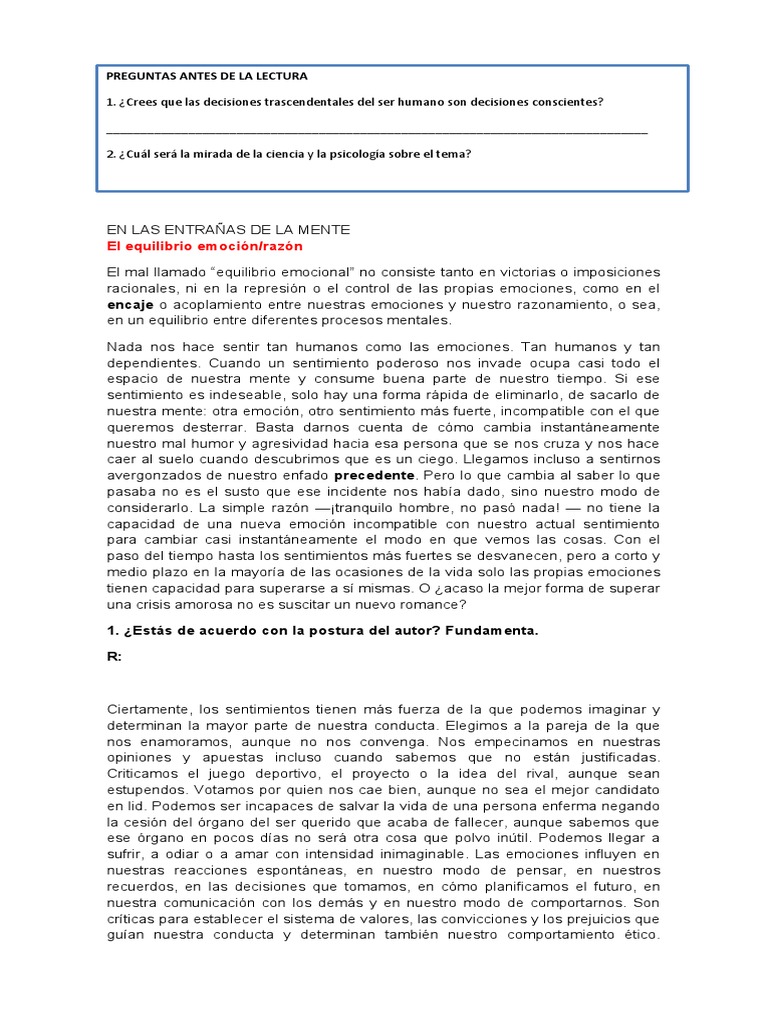 Guía2 Emoción-Razón | PDF | Las emociones | Mente
