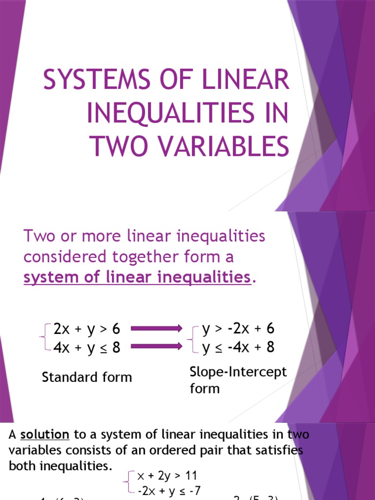 Analyzing Systems of Linear Inequalities | PDF | Equations ...