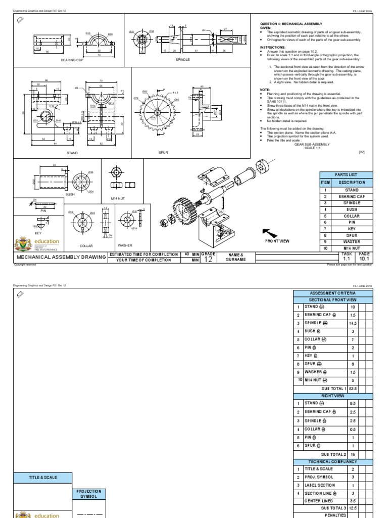CD 1.1 - P10.1 - Grade 12 - Mech Assembly Question - June 2019 | PDF ...