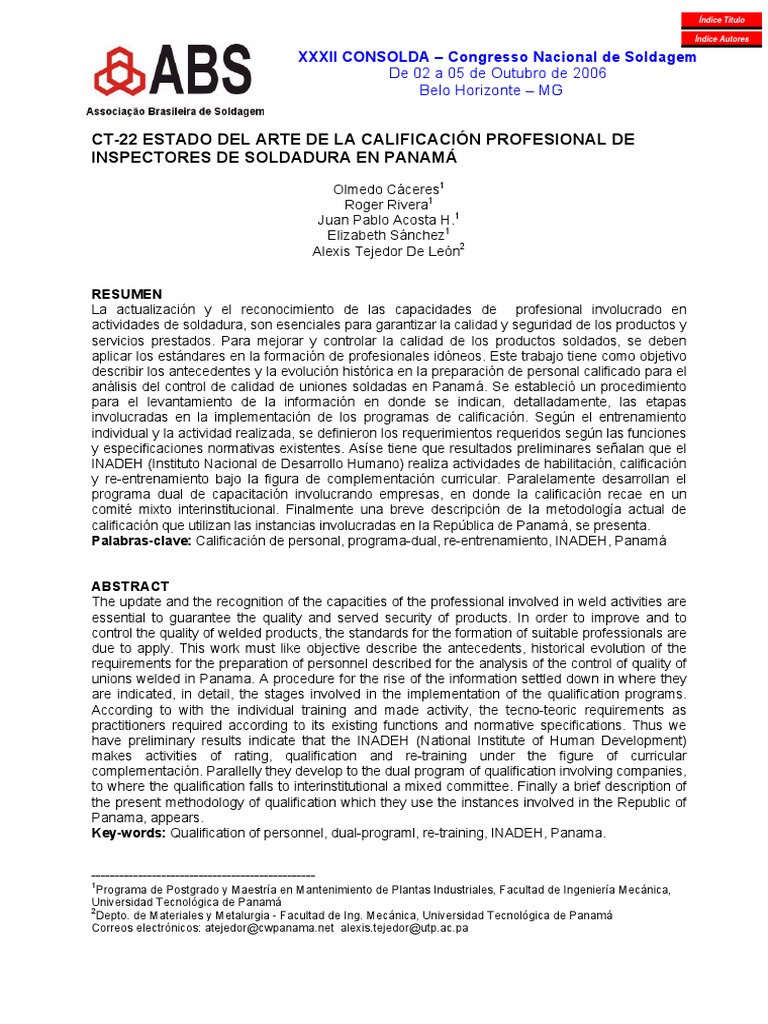 CT22 | PDF | Desarrollo profesional | Soldadura