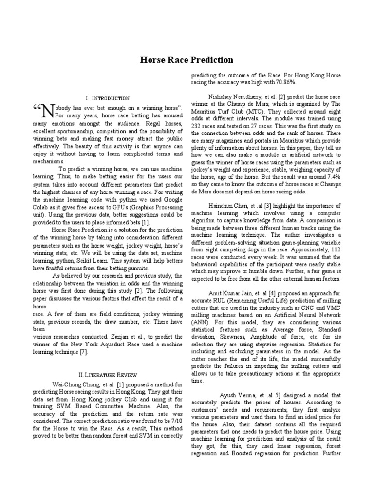 IEEE Horse Race Prediction | PDF | Statistical Classification | Machine ...