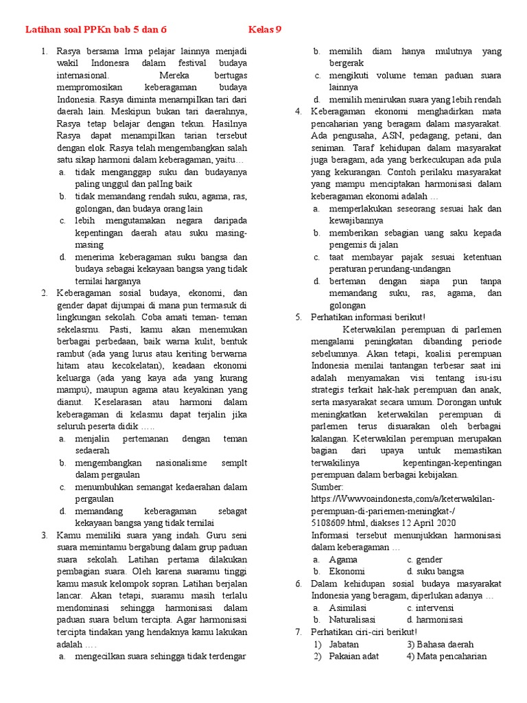 LATSO PAT KELAS 9 Bab 5 Dan 6 2023 | PDF