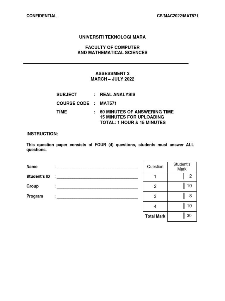 Assessment 3 - Mat 571 | PDF | Sequence | Limit (Mathematics)