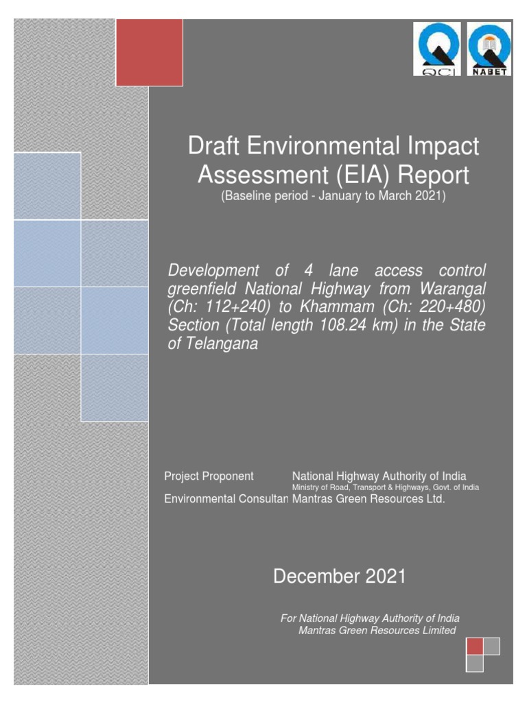 National Highway Authority of India, Hanumakonda-Khammam - Draft EIA Report PDF | PDF ...