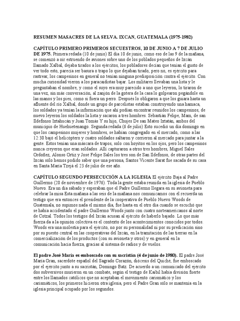 Resumen Masacres de La Selva - Ricardo Falla | PDF