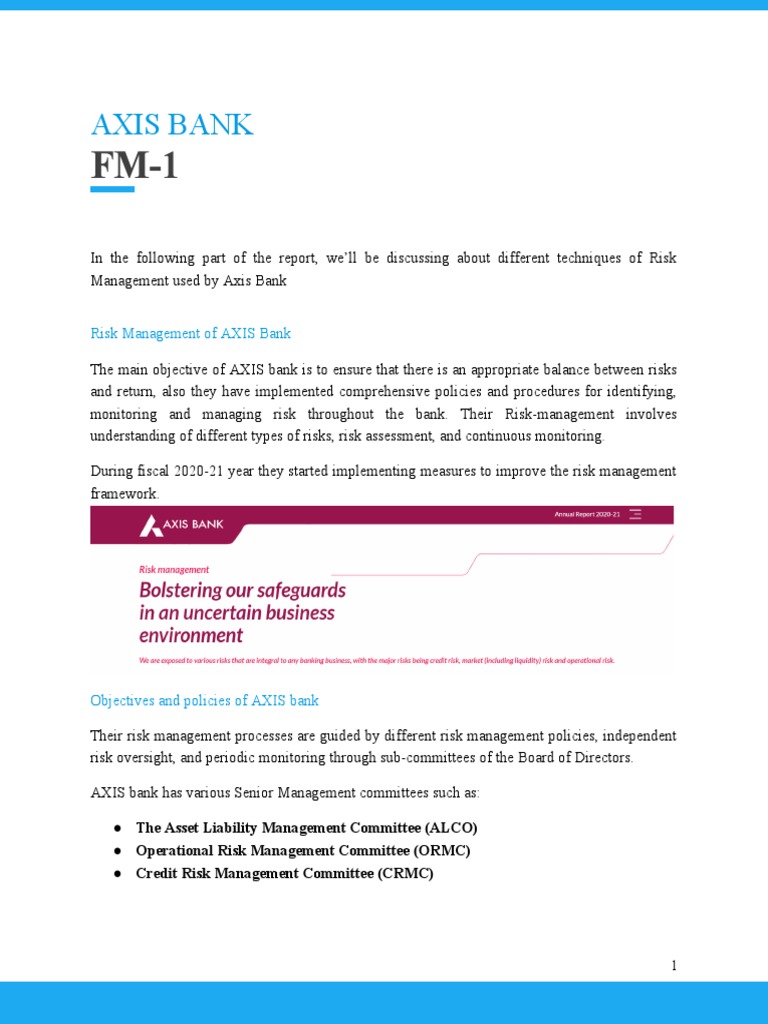 Garvit AXIS Bank | PDF | Risk Management | Risk