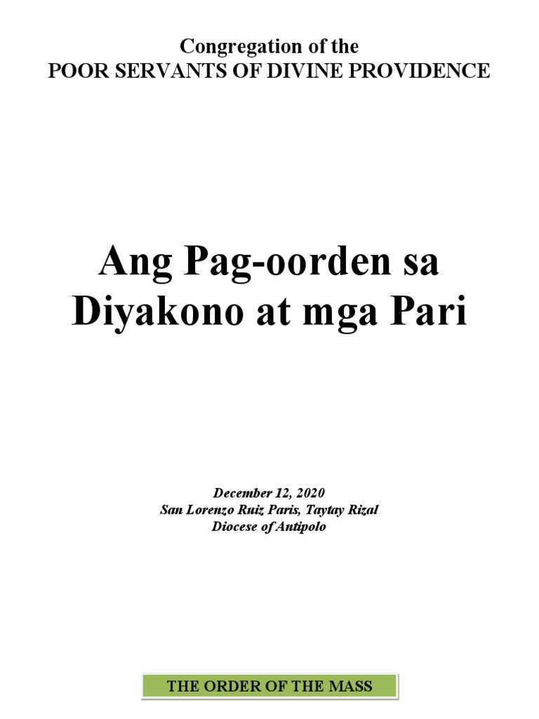 Rite of Ordination of Deacon and Priest 2020 | PDF