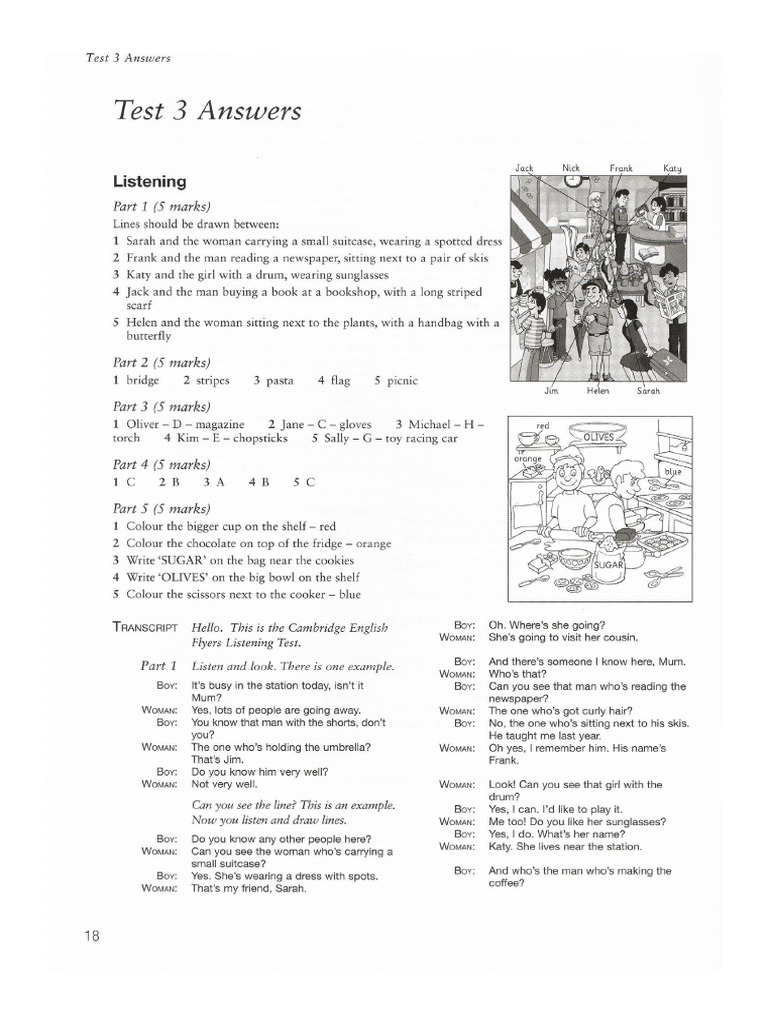 ANS LIST TEST 3 A2 Flyers Authentic Examination Papers 1 - Answers ...