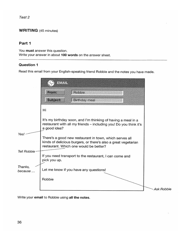 Writing PART 2 - B1 Preliminary 1 For The Revised 2020 Exam | PDF