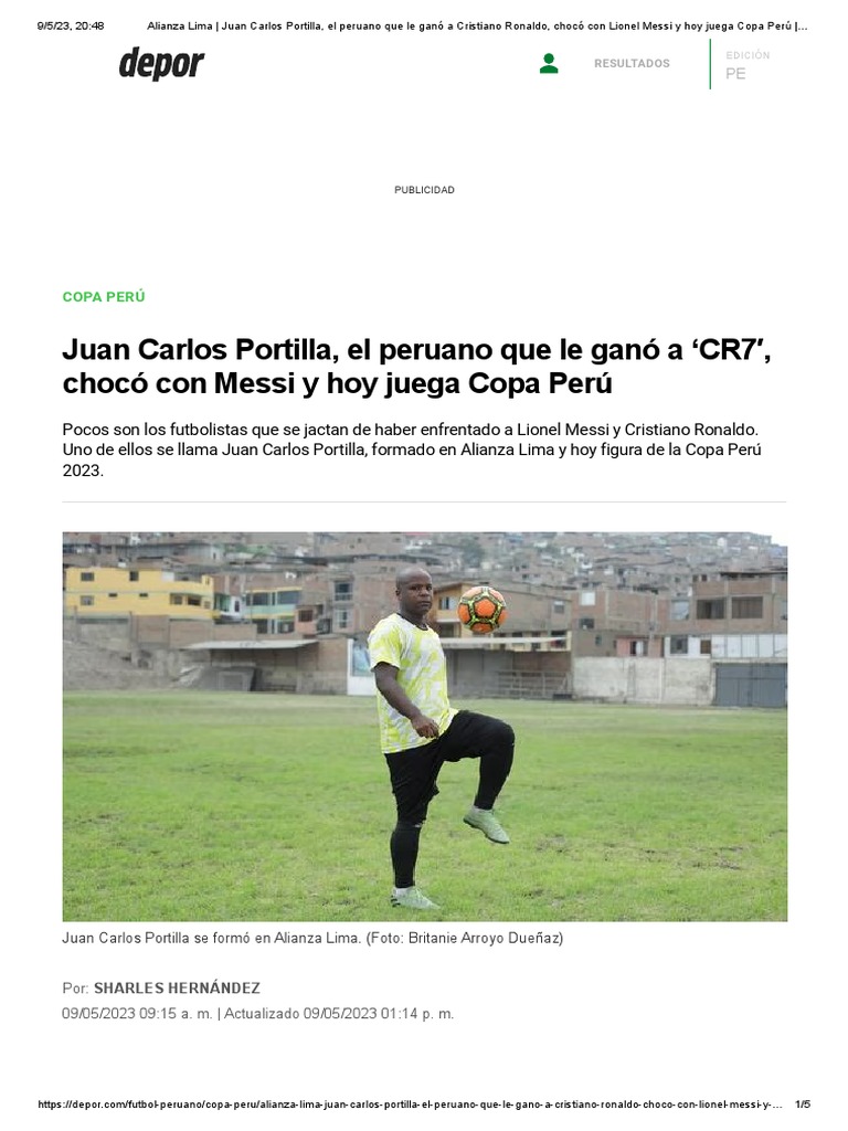 Portilla: Delantero que Enfrentó a CR7 y Messi | PDF | Lionel Messi | Perú
