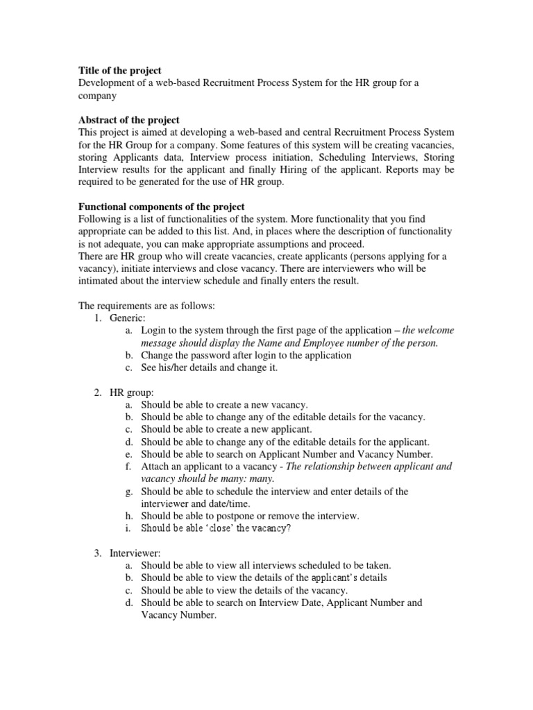 HR Recruitment System Development | PDF | Recruitment | Information ...