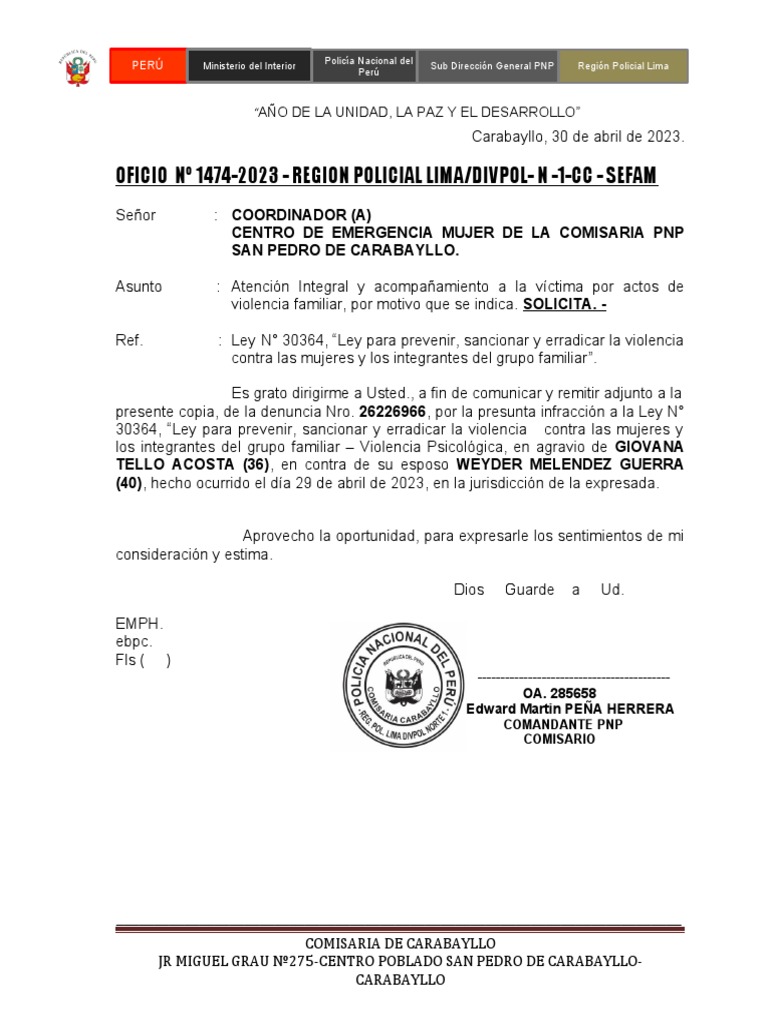 Oficio Cem | PDF | La violencia contra las mujeres | Perú