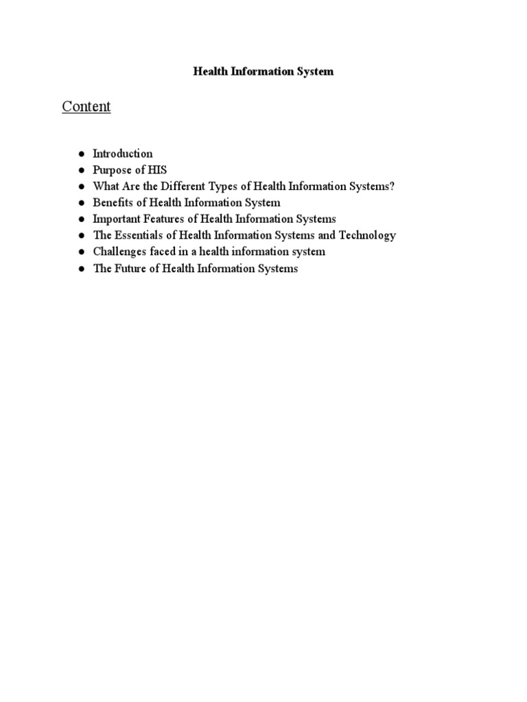 Health Information System | PDF | Health Informatics | Health Care Health Information System | PDF | Health Informatics | Health Care