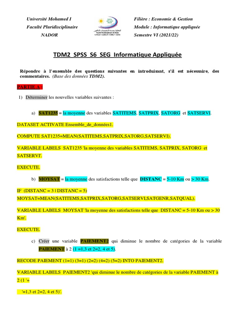Analyse des Variables SATSERVI en SPSS | PDF | Informatique | Informatique