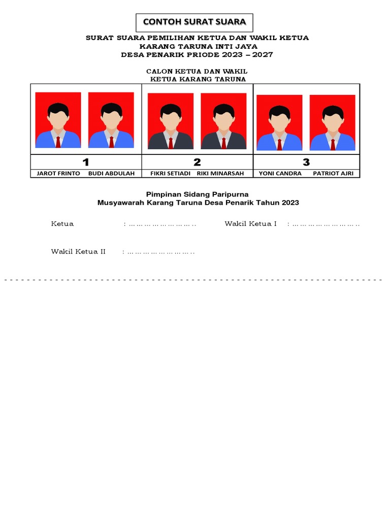 Surat suara pemilihan ketua dan wakil karang taruna | PDF