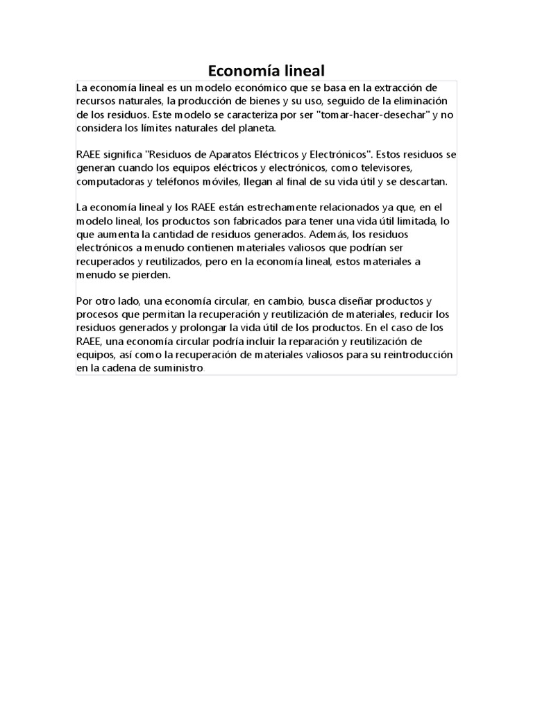 Economia Lineal y Circular | PDF | Residuos | Economias