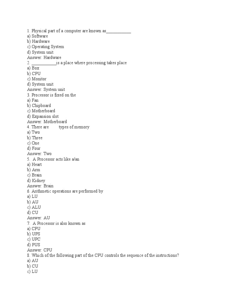 100 Multiple Choice Questions at Obnap | PDF | Computer Data Storage | Operating System