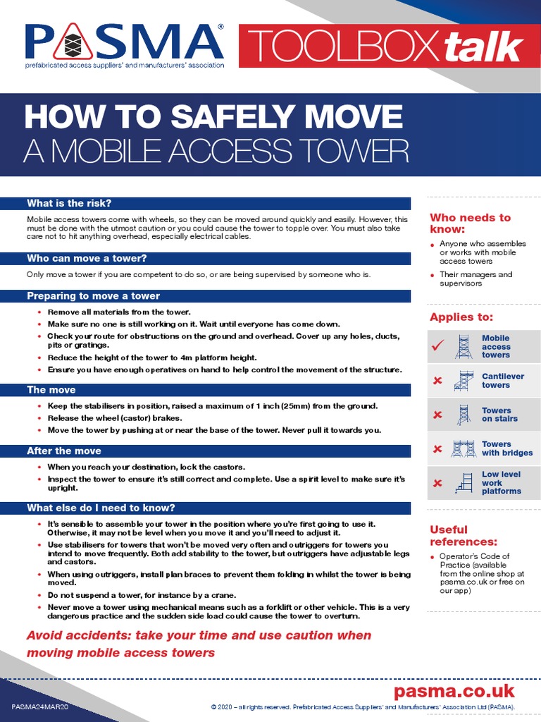 PASMA Toolbox Talks | PDF | Scaffolding | Occupational Safety And Health