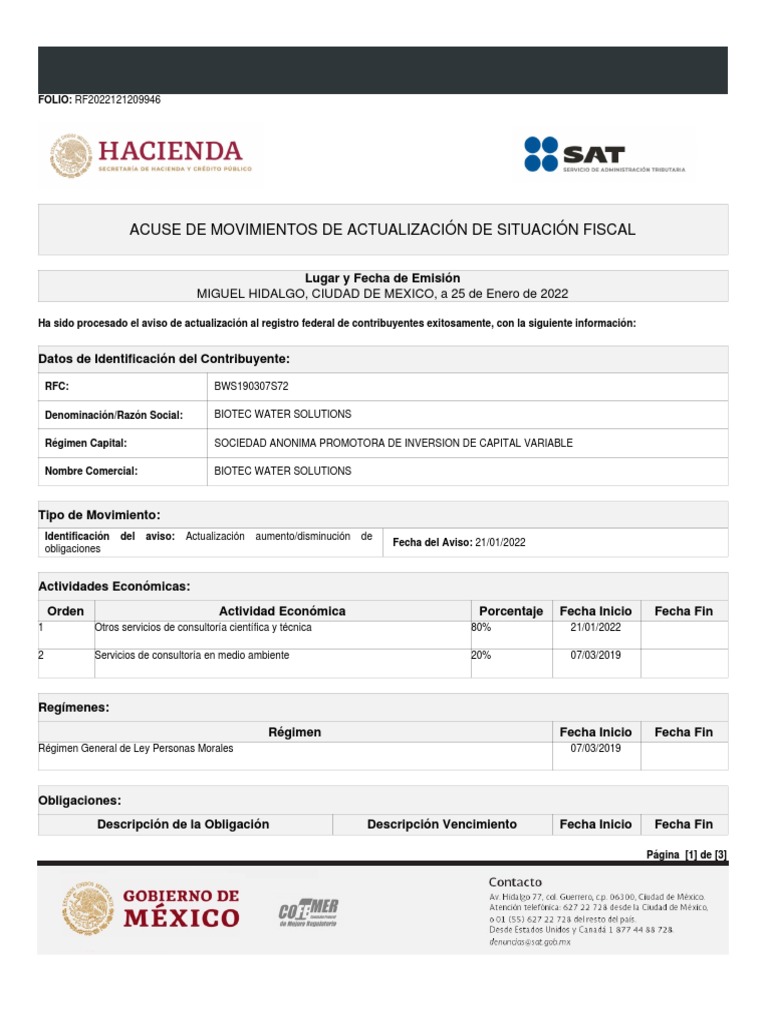 Constancia De Situación Fiscal 25102022 Pdf Pdf Impuesto Sobre La