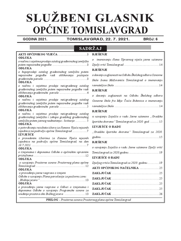 Sluzbeni Glasnik Broj 6 2021 PDF | PDF