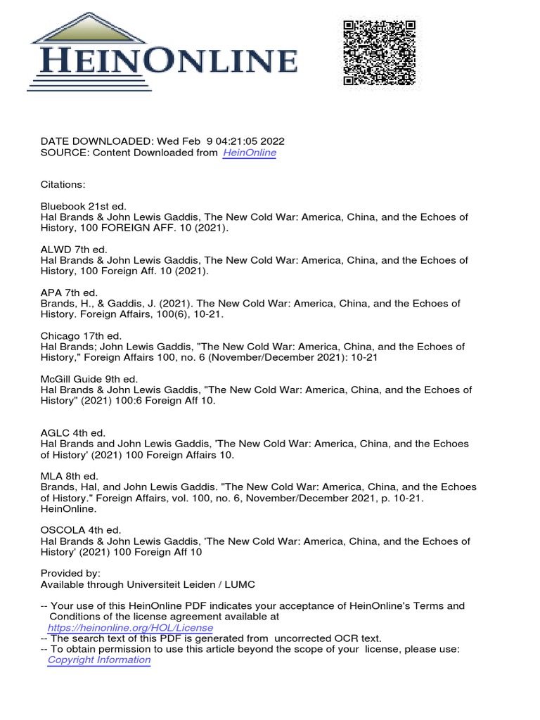 The New Cold War - America, China and Echoes of History PDF | PDF | Cold War | Soviet Union