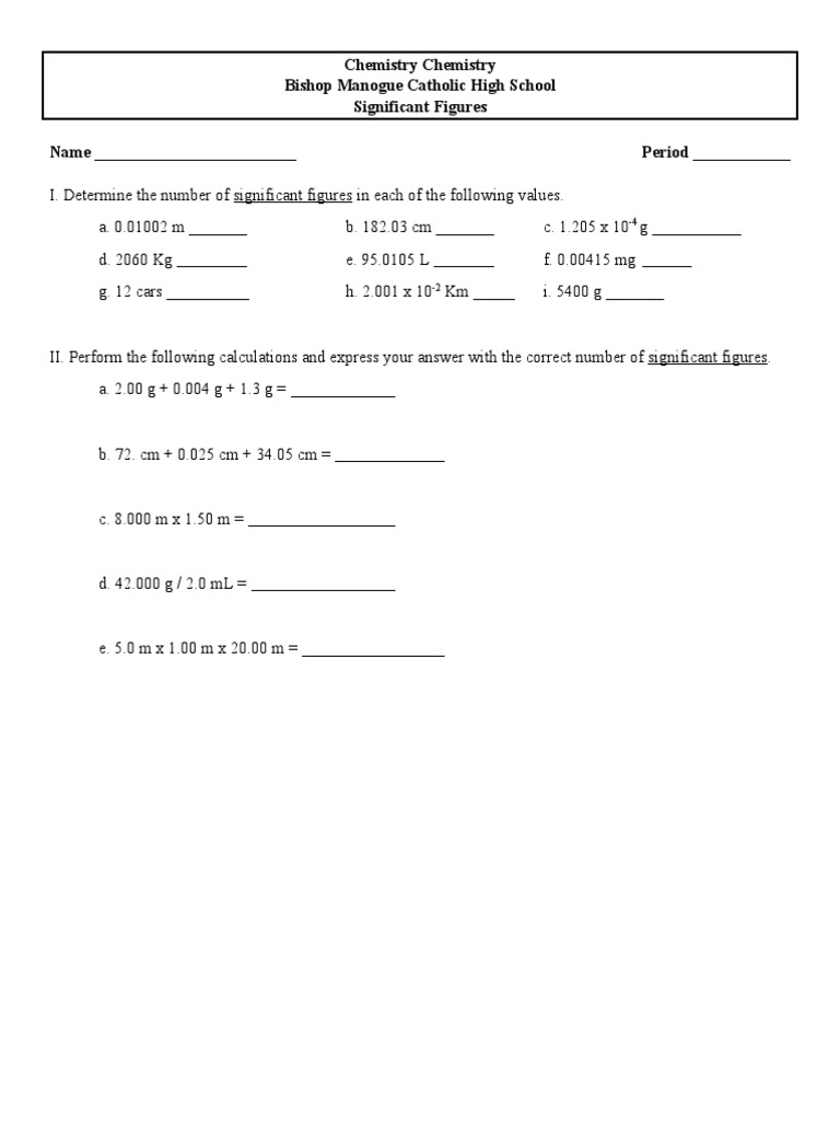 Significant Figures Chemistry | PDF