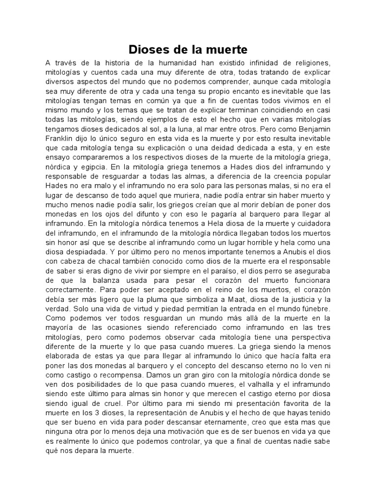 Dioses de La Muerte PDF | PDF | Inframundo griego | Mitología griega