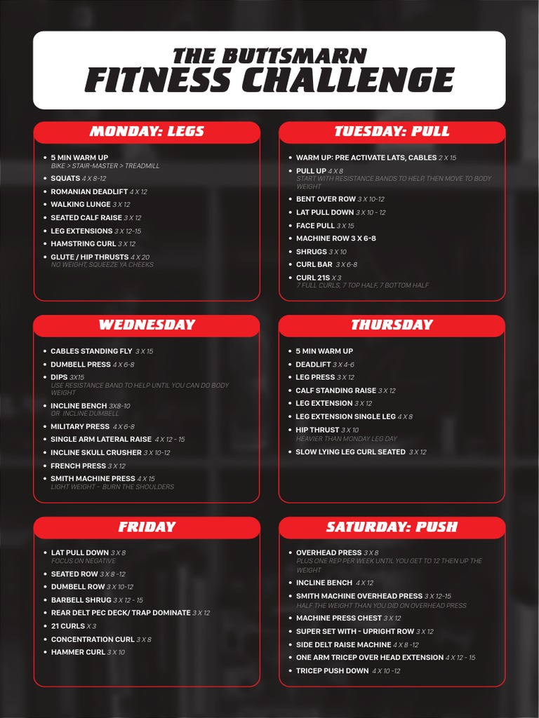 001 Fitness-Challenge PDF | PDF | Weight Training | Physical Exercise