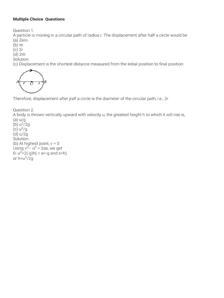Ncert Exemplar Class 9 Science Chapter 8 Motion Pdf Pdf