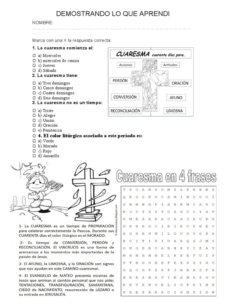 Cuestionario sobre la Cuaresma | PDF