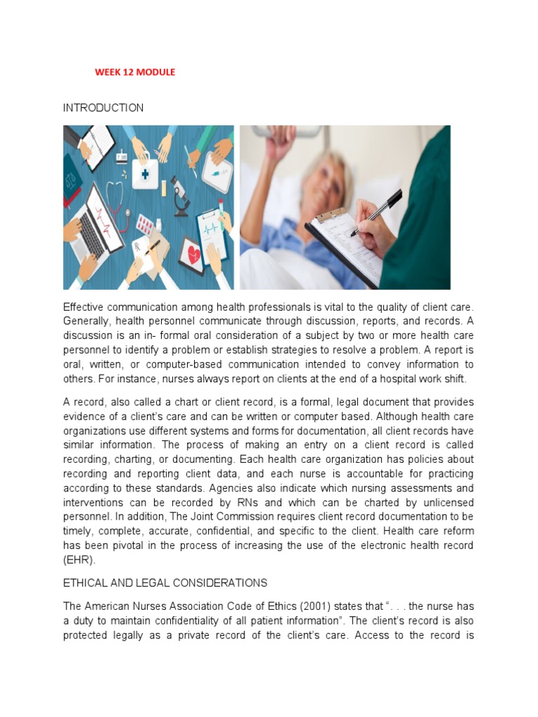 Week 12 Module FNP Lecture | PDF | Nursing | Electronic Health Record